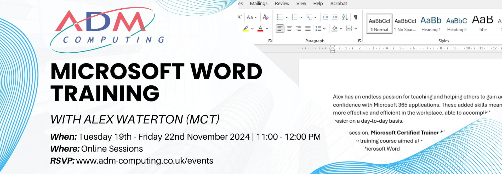 Microsoft Word Training - Free Online Sessions • ADM Computing